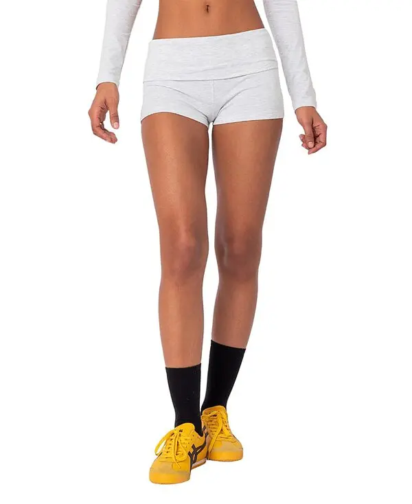 EDIKTED Fold Over Shorts - Gray Melange