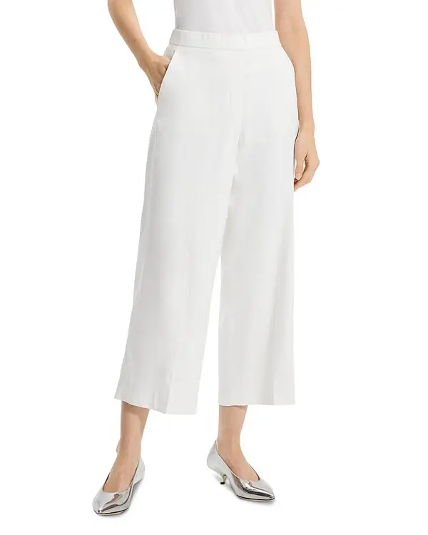 Theory Cropped Pull On Pants - Ivory