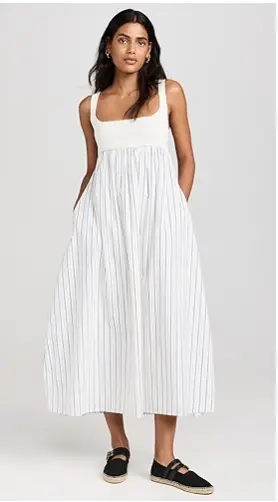 English Factory Knit Combo Striped Dress - Off White/navy