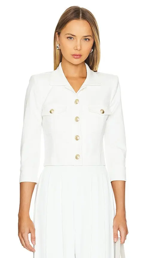 L'Agence Kumi Cropped Fitted Jacket - White