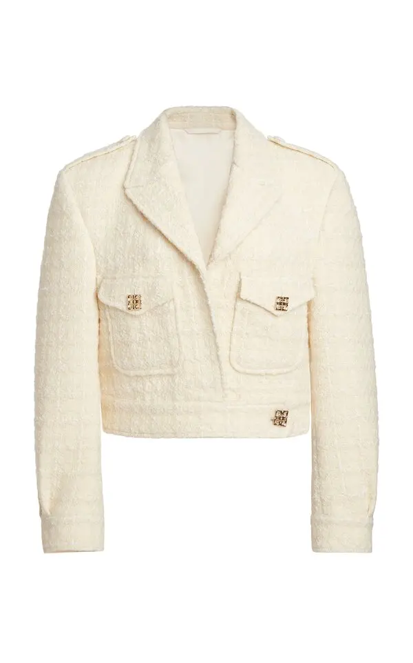 Givenchy Cropped Wool-blend Tweed Jacket - Ivory