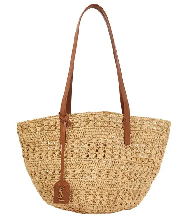 Saint Laurent Panier Small Raffia Basket Bag - Neutrals