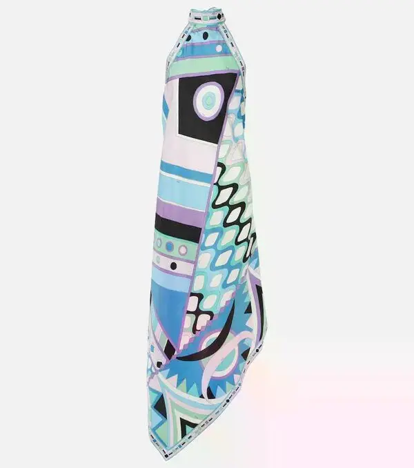 Emilio Pucci Vivara Halterneck Silk Midi Dress - Multicoloured
