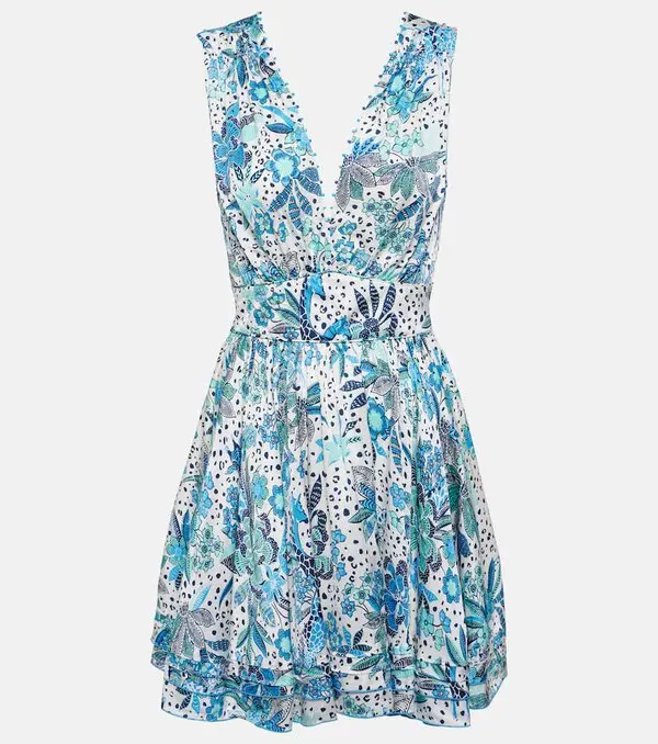 Poupette St Barth Bessie Floral Pleated Minidress