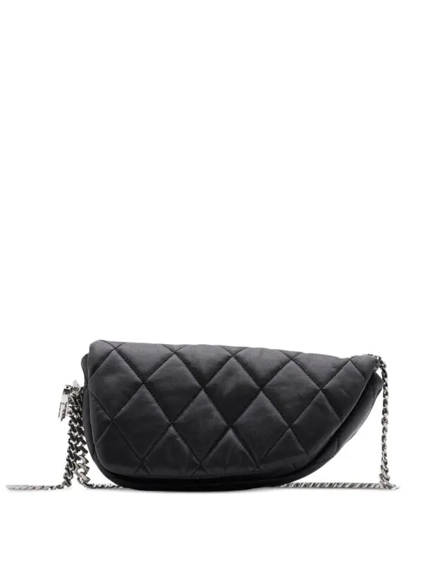 Burberry Shield Lock Leather Shoulder Bag - Black