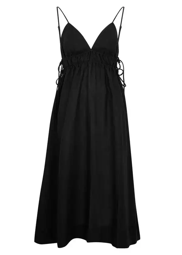 Casa Raki Rita Linen Midi Dress In Black - 50% Off | Editorialist