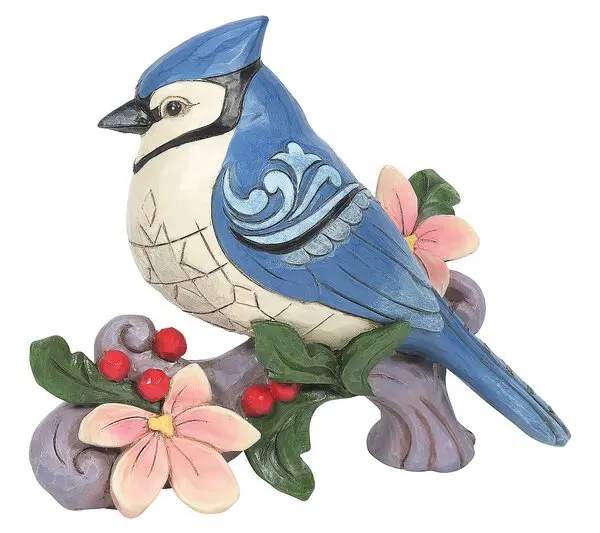 JIM SHORE Heartwood Creek Blue Jay With Flowers