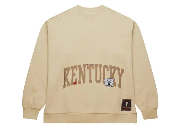 TRAVIS SCOTT X Mitchell & Ness Kentucky Wildcats Pullover Sweatshirt - Tan