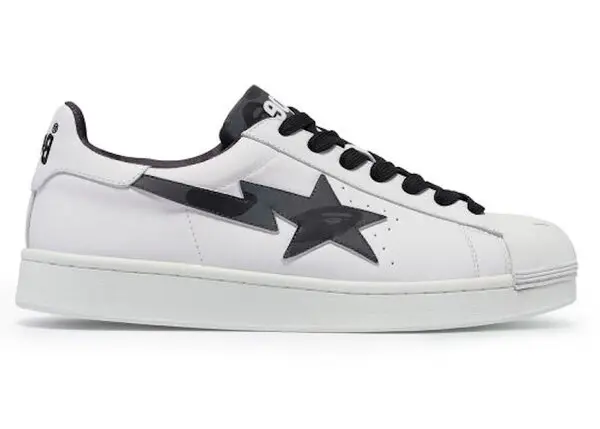 BAPE A Bathing Ape Skull Stain Sneakers - White/black