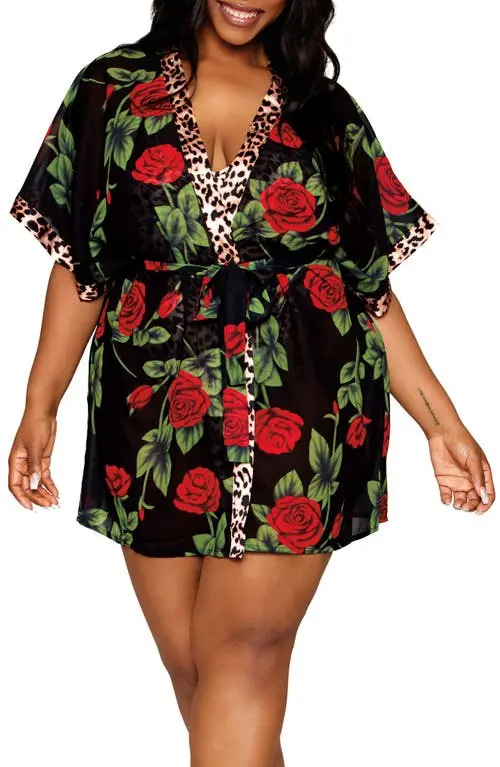 DREAMGIRL Leopard Print Teddy & Robe Set