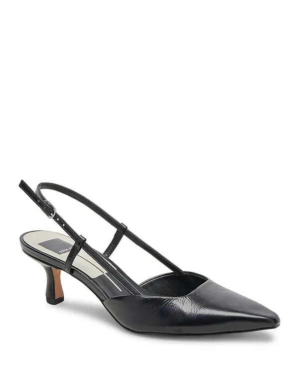 Dolce Vita Odela Pointed Toe Slingback Pumps - Midnight Crinkle Patent
