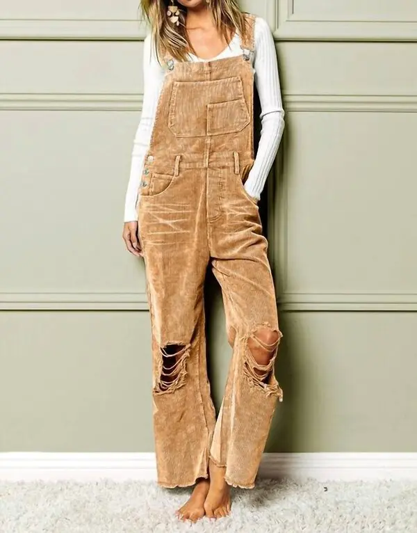 Buy BiBi River Vintage Overalls In Vintage Camel - Beige At 28% Off ...