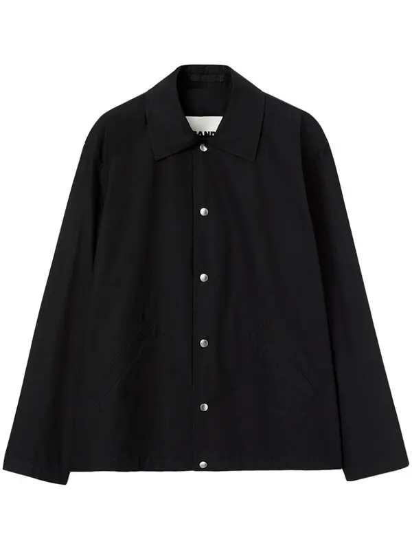 JIL SANDER Logo-print Cotton-poplin Shirt Jacket - Black