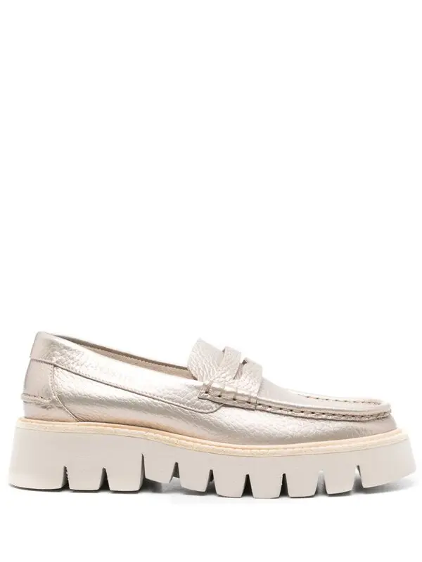 PEDRO GARCIA Sebas Leather Platform Loafers - Gold
