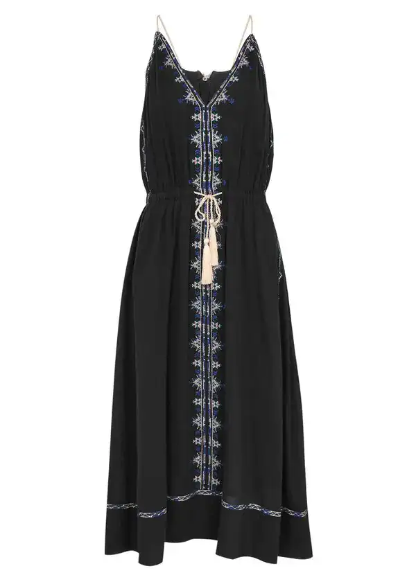 Isabel Marant Siana Embroidered Midi Dress In Black - 60% Off | Editorialist
