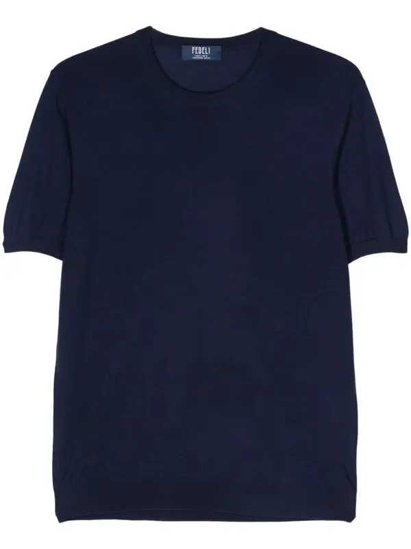 Fedeli Virgin Wool Fine-knit Jumper - Blue