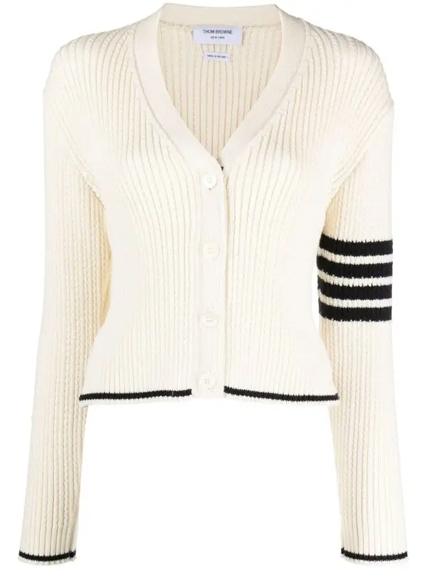 Thom Browne Stripe-detailing Cable-knit Cardigan