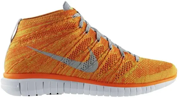 Nike Free Flyknit Chukka Sneakers - Total Orange/light Base Grey/volt