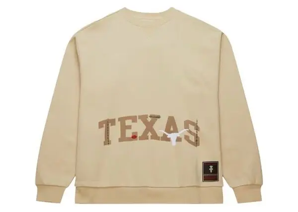 TRAVIS SCOTT X Mitchell & Ness Texas Longhorns Pullover Sweatshirt - Tan