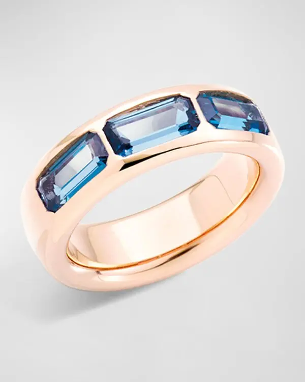 Pomellato Iconica 18k Rose Gold Gemstone Ring - London Blue Topaz