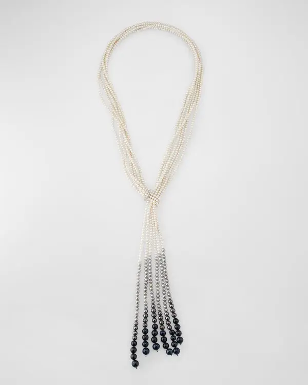 Utopia 18k White Gold Diamond And Pearl Y Necklace - White & Gray