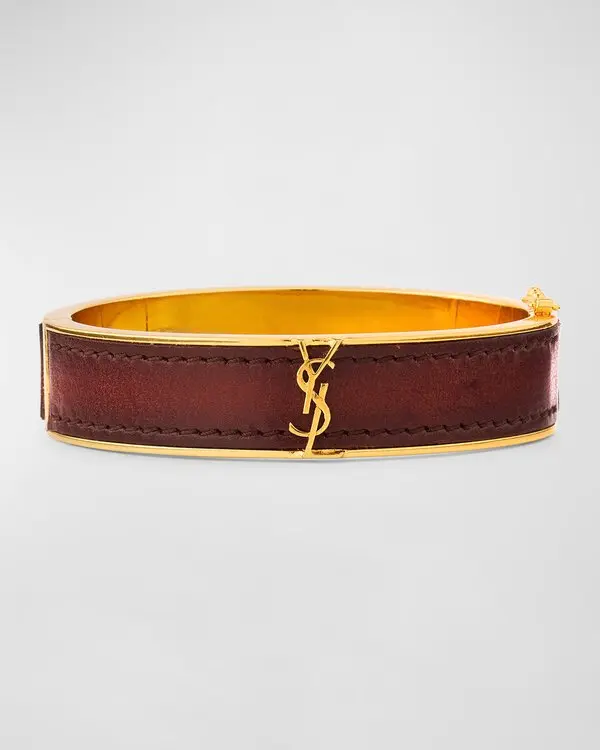 Saint Laurent Monogram Hinged Bracelet - Brown