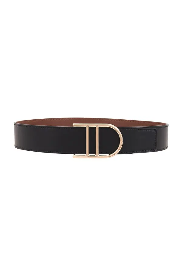 Gabriela Hearst Reversible Neala Leather Belt - Black & Cognac