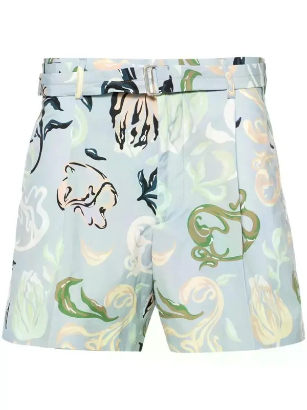 LANVIN Abstract-print Bermuda Shorts - Blue