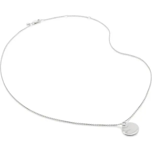 Monica Vinader Lab-created Diamond Engravable Pendant Necklace - Sterling Silver/diamond