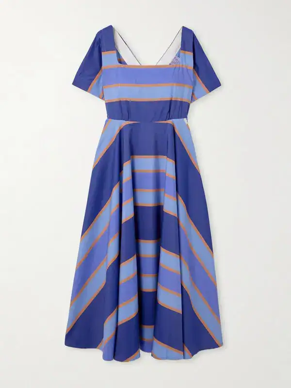 Buy Thierry Colson Allegria Pleated Striped Cotton-poplin Wrap 