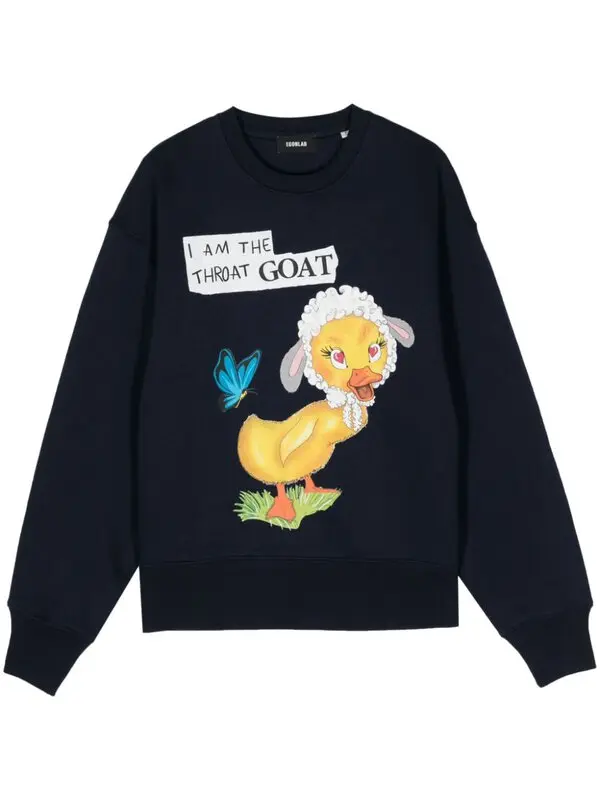 EGONLAB Graphic-print Cotton Sweatshirt - Blue