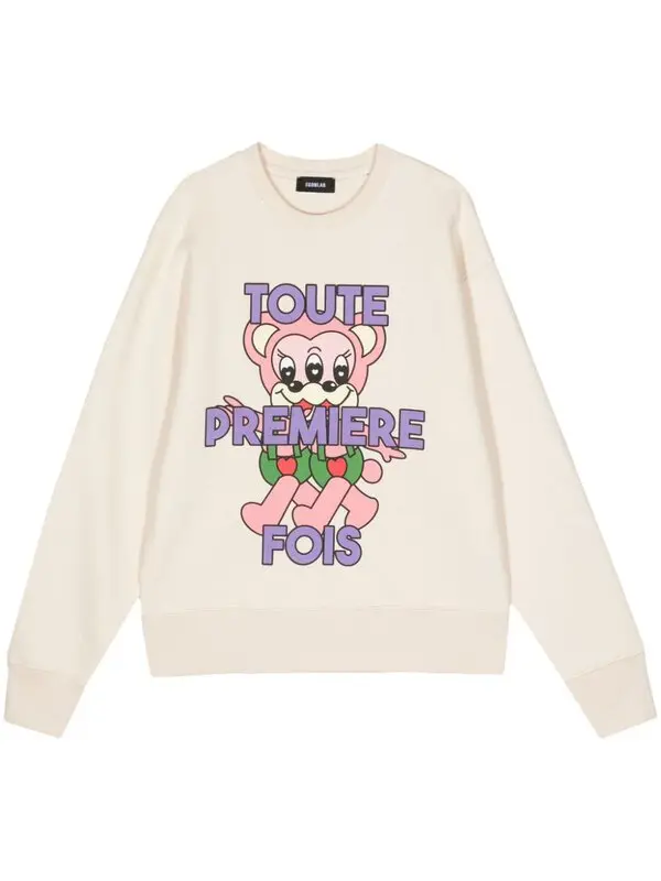 EGONLAB Graphic-print Cotton Sweatshirt - Neutrals