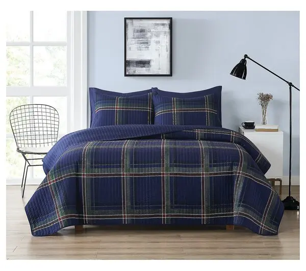 TRULY SOFT Bronson Plaid Full/queen 3 Piece Qui Lt Set