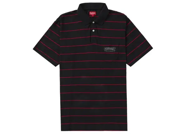 Supreme Thrasher Stripe Polo Shirt - Black