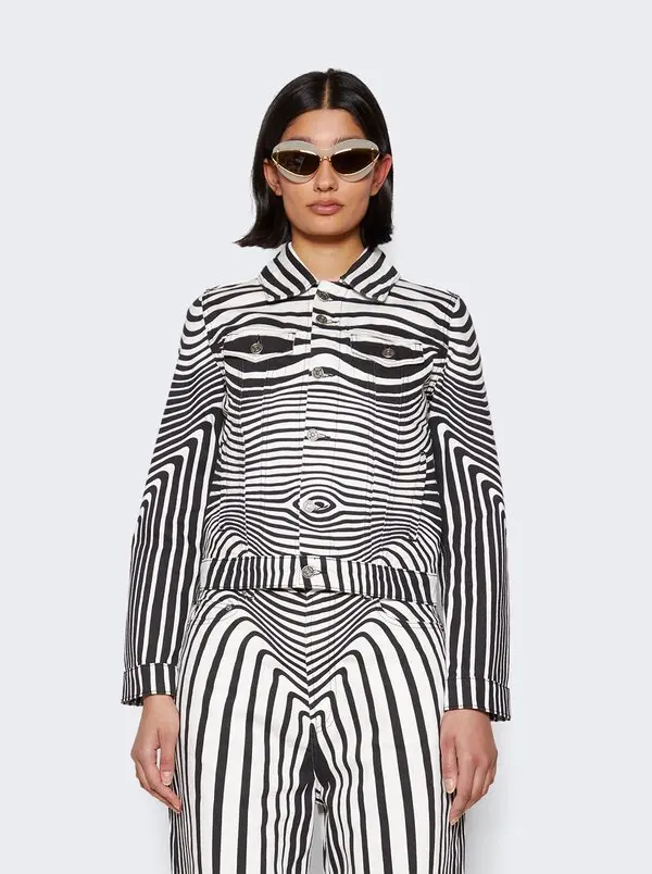 Jean Paul Gaultier Body Morphing Printed Denim Jacket - Black And White