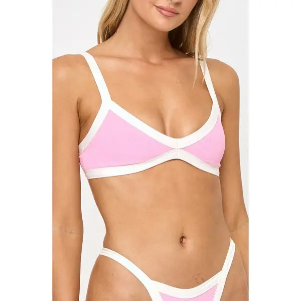L*Space Taylor Rib Bikini Top - Pinksugar/ Cream
