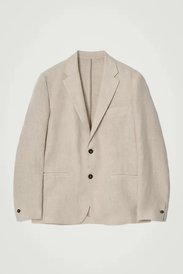 Cos Single-breasted Linen Blazer - Beige