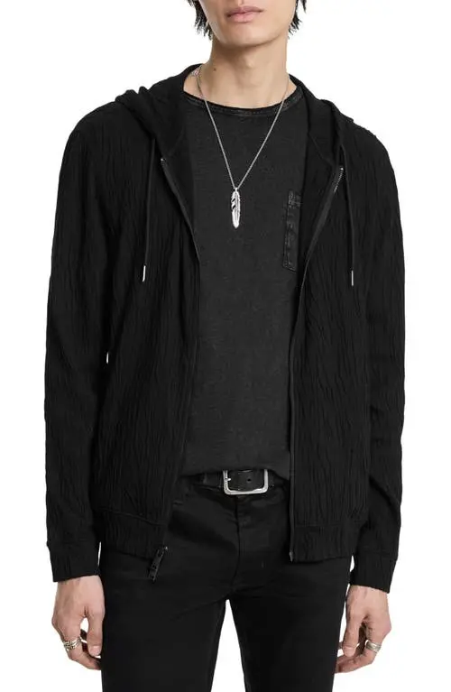 John Varvatos Ihsan Textured Zip-up Hoodie - Black