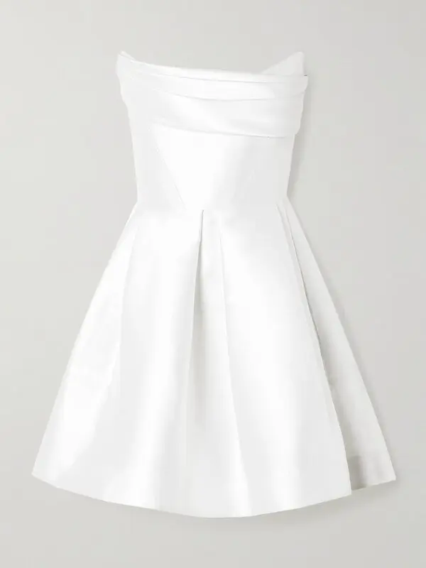 Alex Perry Strapless Draped Sateen Mini Dress