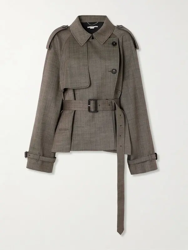 Stella McCartney Double-breasted Checked Wool-blend Trench Coat