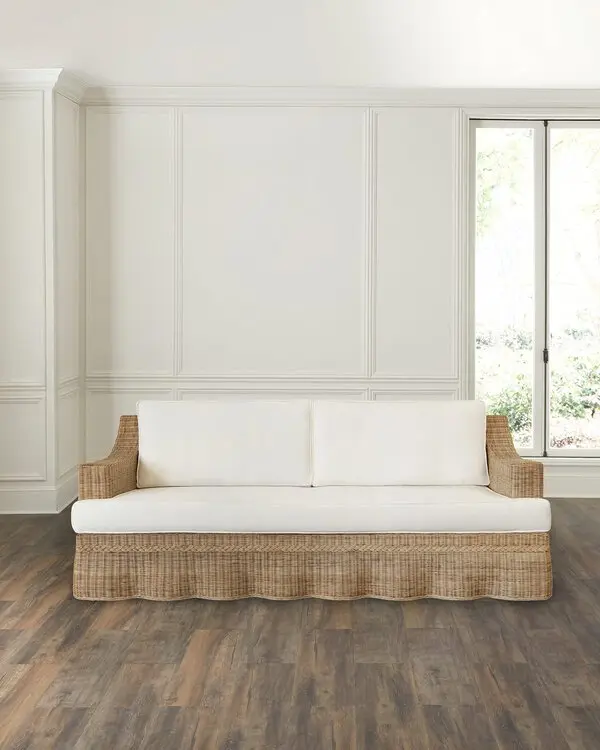 WORLDS AWAY Daphne Rattan Sofa, 85