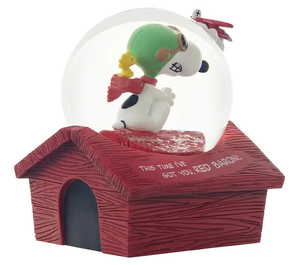 PRECIOUS MOMENTS Peanuts This Red Baron Music Ow Globe