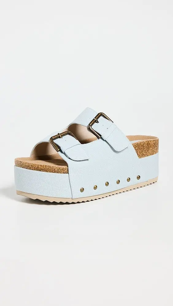 Intentionally Blank Cooper-2 Platform Slides In Denim 70% Off