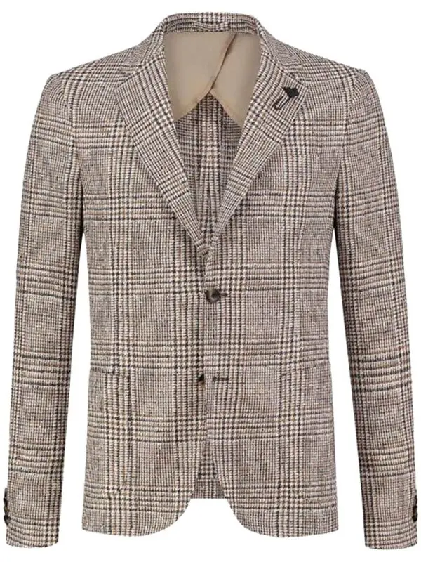 LARDINI Brooch-detail Single-breasted Blazer - Brown