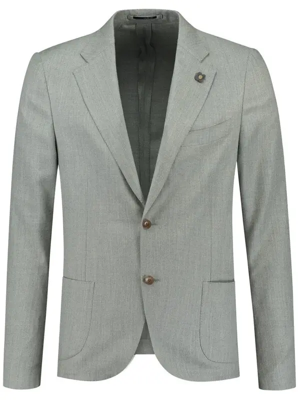 LARDINI Brooch-detail Single-breasted Blazer - Grey