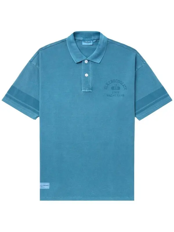 CHOCOOLATE Logo-print Cotton Polo Shirt - Blue