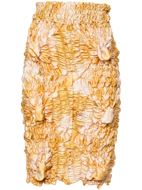 FEBEN Twist Shirred Pencil Mini Skirt