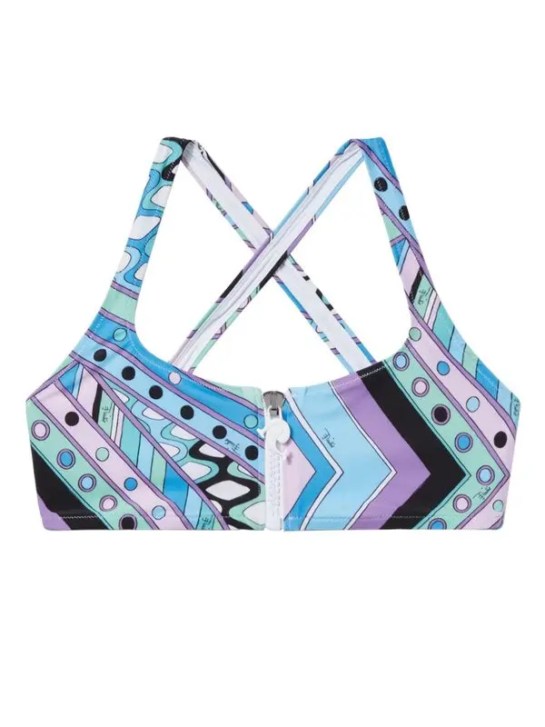 Emilio Pucci Vivara-print Zip-up Bikini Top