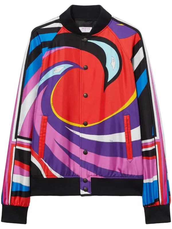 Emilio Pucci Cigni-print Silk-twill Bomber Jacket