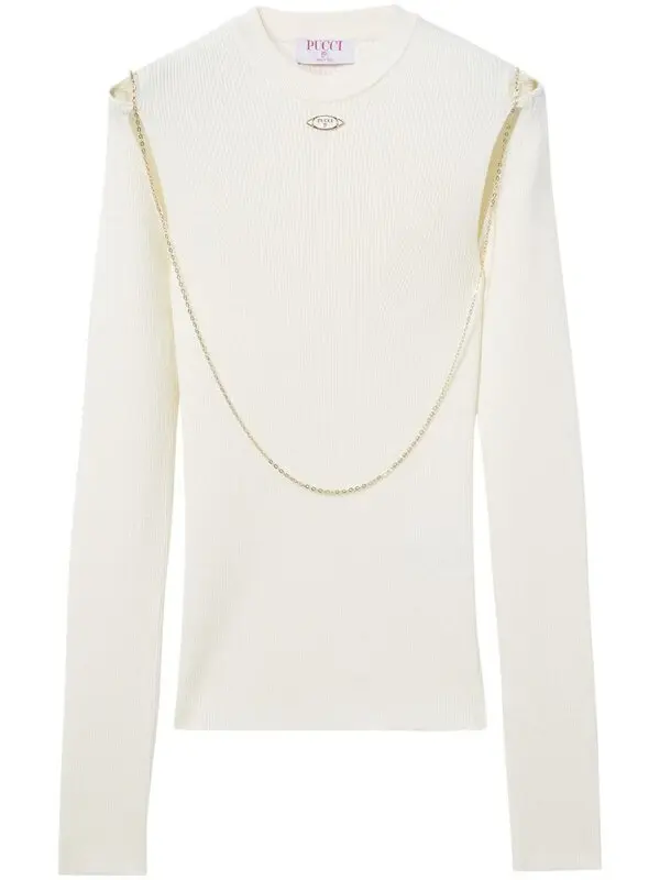 Emilio Pucci Logo-plaque Chain-link Ribbed Top